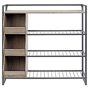 Signature Design by Ashley Maccanet Shoe Rack with Storage Cubbies, Brown