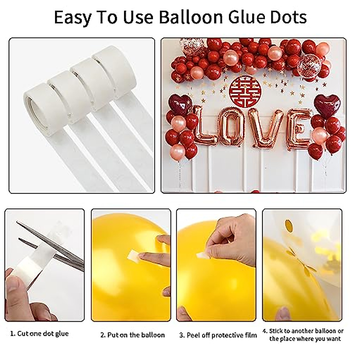 Balloon Arch Kit 12 Rolls Balloon Arch Strip 98.4 Feet Balloon Garland Tape Strip 600 Balloon Dots Glue Balloon Tape and Glue Point for Birthday Party Wedding Baby Shower Arts DIY Balloon Decoration