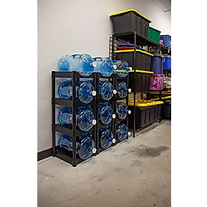 Bottle Buddy Water Racks - 3 and 5 Gallon Bottles - 12-Tray Jug Storage System - Free-Standing Organizer for Home, Office, Kitchen, Warehouse - Black