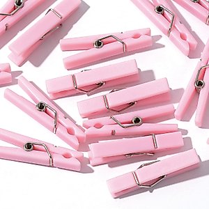 60 Baby Shower Clothespin Games Mini Clothes Pins 1.4 inch for Party Decorations (Pink)