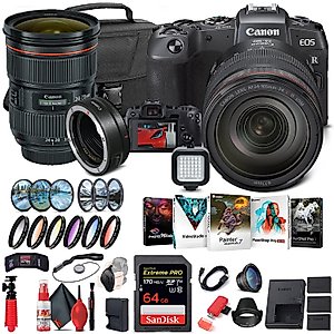 Canon EOS RP Mirrorless Digital Camera with 24-105mm Lens (3380C012) + Canon EF 24-70mm Lens + Mount Adapter EF-EOS R + 64GB Memory Card + Color Filter Kit + Case + Filter Kit + More (Renewed)