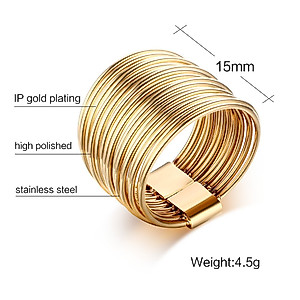 VNOX Stainless Steel Wrap Ring for Women Wedding Promise Engagement,Gold,Size 9