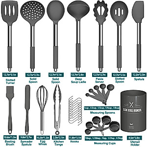 33PC Silicone Cooking Utensils Set -Kitchen Cooking Utensils Set, Non-Stick Kitchen Utensils with Spatula,Kitchen Tools Gadgets with Stainless Steel Handle (Red)