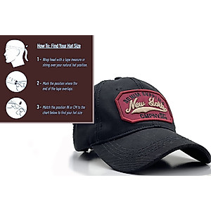 JFiyemrut Vintage City Baseball Cap - Embroidered Cotton Dad Hat,Adjustable Classic Streetwear Baseball Hat Black