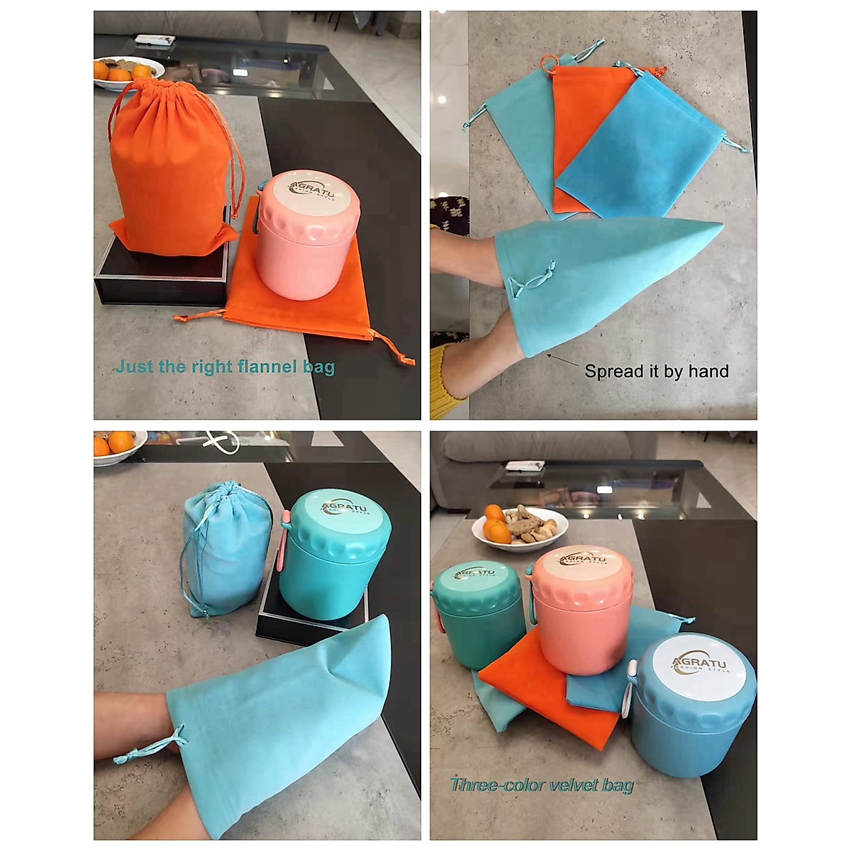 AGRATU Stainless Steel Vacuum Insulated Kids Food Jar Kids Thermos for Hot Food with Spoon 13.5oz (Pink)