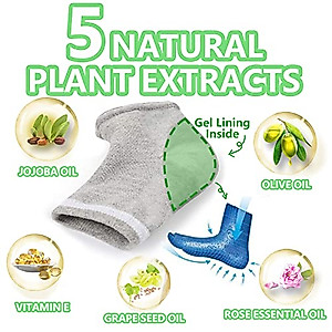 Moisturizing Heel Socks, 2 Pairs Gel Toeless Socks, Open Toe Socks, Vented Gel Spa Sleeves to Heal and Treat Dry Cracked Heels Treatment Soften Repair (Black & Gray)