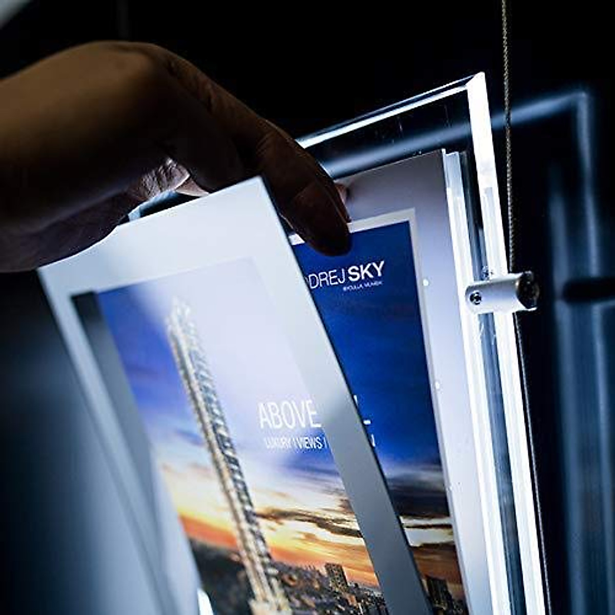 Real Estate Window Hanging Acrylic Photo Frame Advertising Display Office Led Store Sign Holders(Vertical,3pcs A4 a Row)