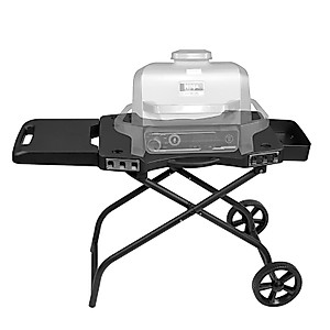 GRILL FORCE Grill Stand + Crisping Basket Set for Ninja Woodfire Grill,Collapsible Outdoor Grill Cart 304 Stainless Steel Crisper Tray Fit for Ninja Woodfire Outdoor Grill (Ninja OG701)