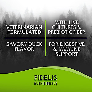 FIDELIS Probiotic Plus+ Pet Probiotics for Dogs, Digestive Gut Health, Yeast, Itchy Skin/Ears, Paw Licking, Safe Dog Treat Supplement for Pets, Adult, Big & Small, Made in USA, Duck Flavor, 120 Chews