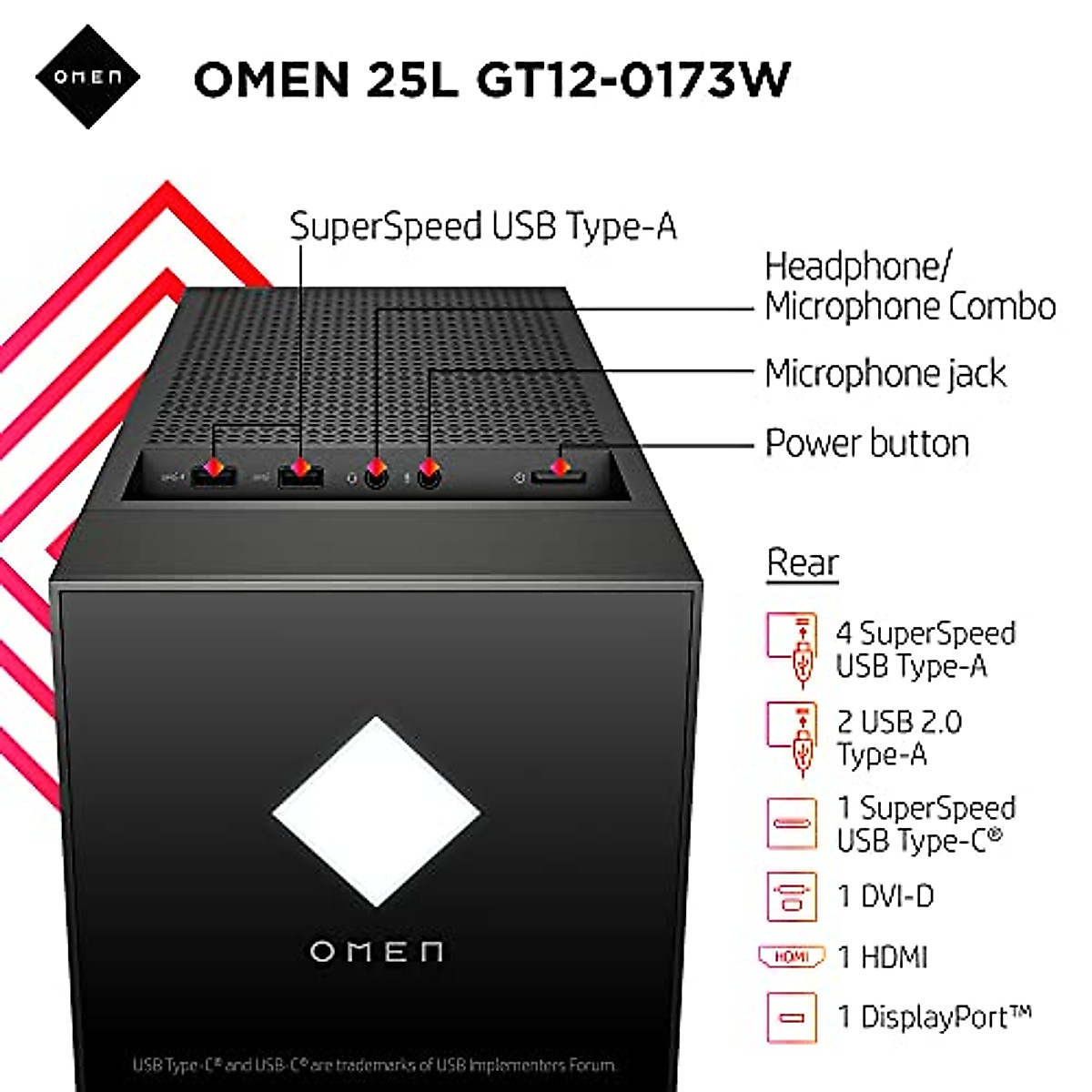 HP OMEN 30L Gaming Desktop PC, NVIDIA GeForce RTX3060Ti, Ryzen7-5800X Processor, 16GB RAM, 1TB, Windows 10 Home w/Tivdio Accessory