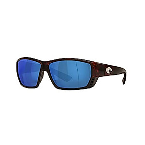 Costa Del Mar Mens Tuna Alley Low Bridge Fit Rectangular Sunglasses, Tortoise/Grey Blue Mirrored Polarized-580P, 63 mm