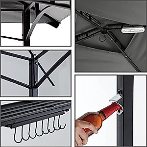 MASTERCANOPY  8 x 5 Grill Gazebo Outdoor BBQ Gazebo Canopy with 2 LED Lights (Gray)