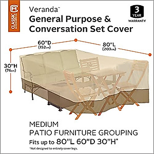 Classic Accessories Veranda Water-Resistant 80 Inch General Purpose Patio Furniture Cover, Outdoor Furniture Cover