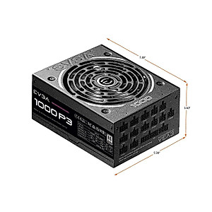 EVGA Supernova 1000 P3, 80 Plus Platinum 1000W, Fully Modular, Eco Mode with FDB Fan, Includes Power ON Self Tester, Compact 180mm Size, Power Supply 220-P3-1000-X1