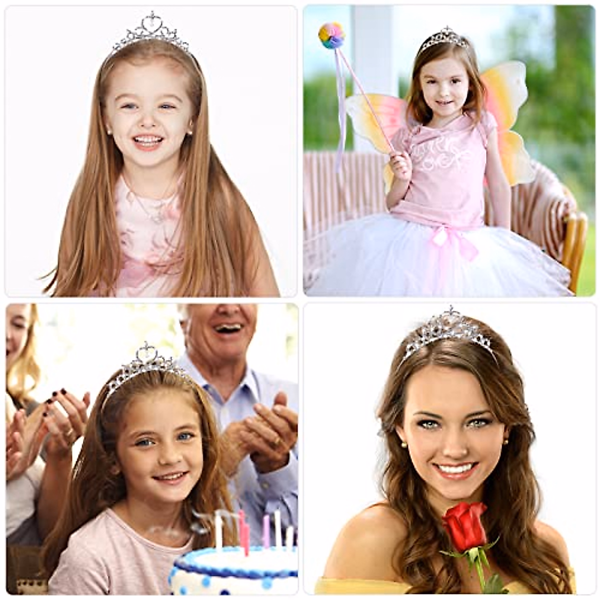 Sibba Princess Crown Tiara Girls Headband Hair Hoop Tiara Rhinestone Crystal Pearl Tiara Tiara Head Crown for Women Girls Wedding Prom Party Costume Christmas Gifts, One Size, Alloy, No Gemstone