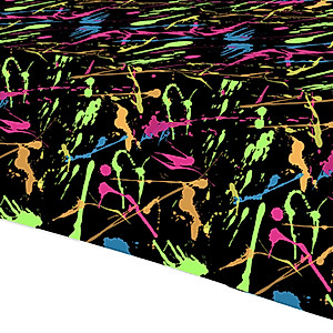 HIPVVILD Neon Party Supplies Tablecloth - Disposable Neon Glow Birthday Party Decorations Table Cover, Neon Glow Graffiti Theme Birthday Baby Shower Party Table Cloth - 4 Pack (54in x 108in)