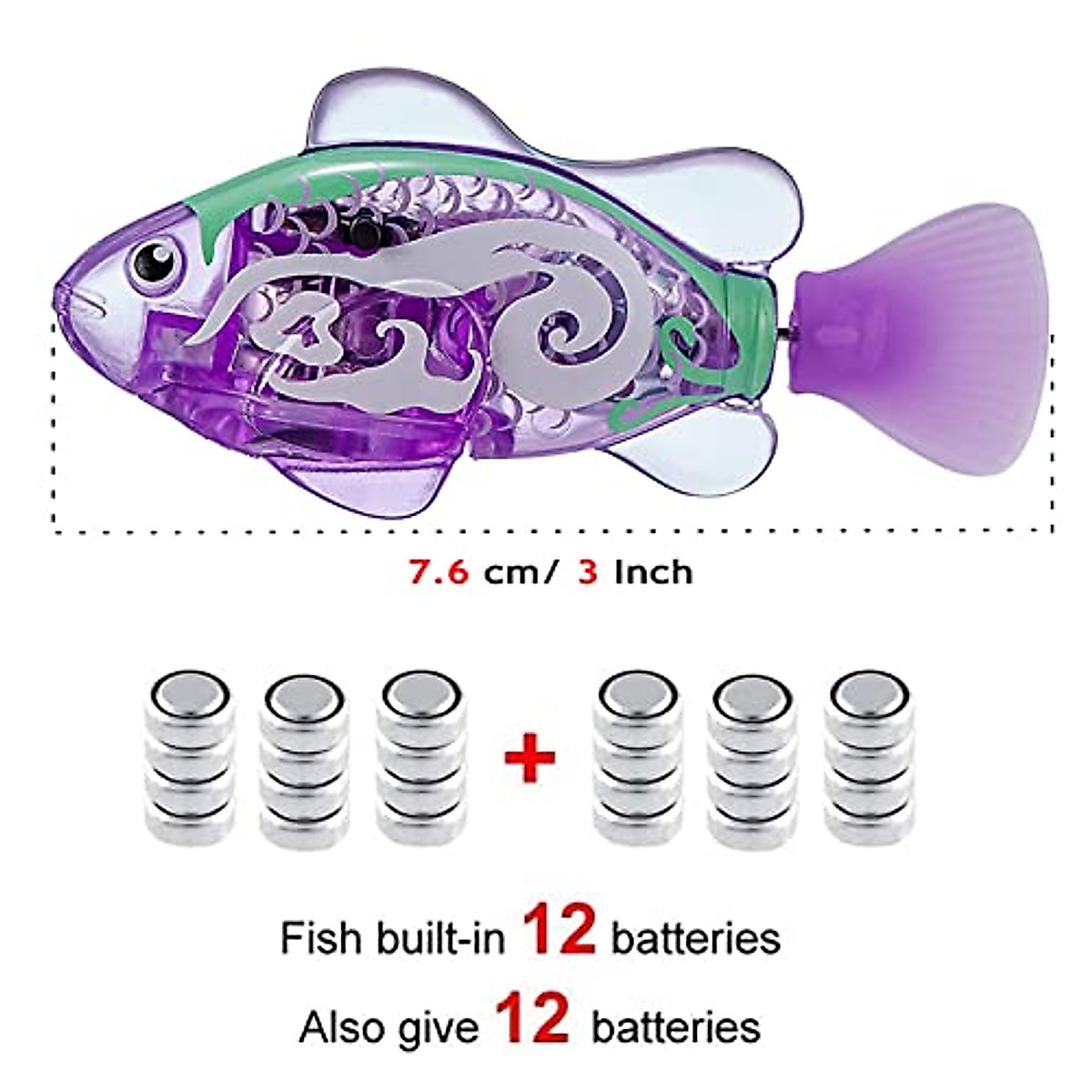 LAVIZO Interactive Robot Fish Toys for Cat/Dog(6 Pcs), Activated Swimming in Water with LED Light, Swimming Bath Plastic Fish Toy Gift to Stimulate Your Pet's Hunter Instincts