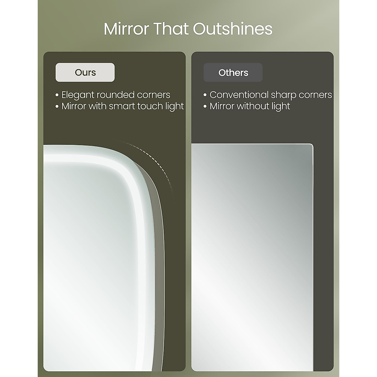 VASAGLE Medicine Cabinet with Mirror and Lights, Wall-Mounted Bathroom Wall Cabinet with Charging Station, 2 AC Outlets, 2 USB-A Ports, Rounded Rectangle, Adjustable Shelf, Black UBBK127B02