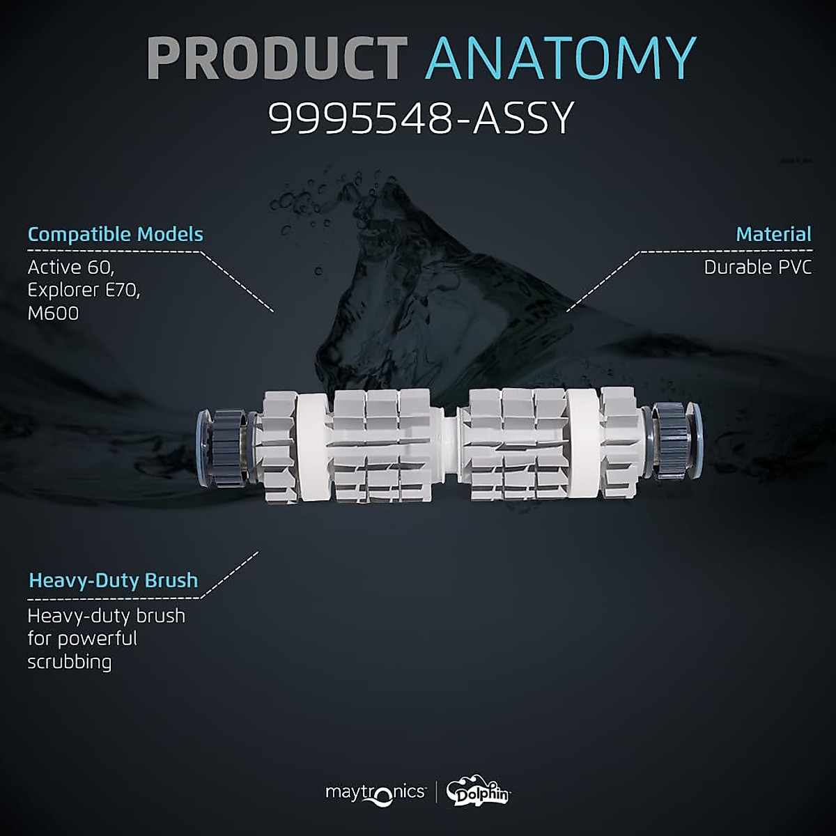 Dolphin Genuine Replacement Part — Rear Grey Brush Kit — 9995548-ASSY