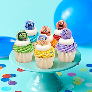 DecoPac Disney & Pixar's Inside Out 2 Bursts of Emotion Rings, Multicolored Cupcake Decorations, Food Safe Cupcake Toppers – 24 Pack