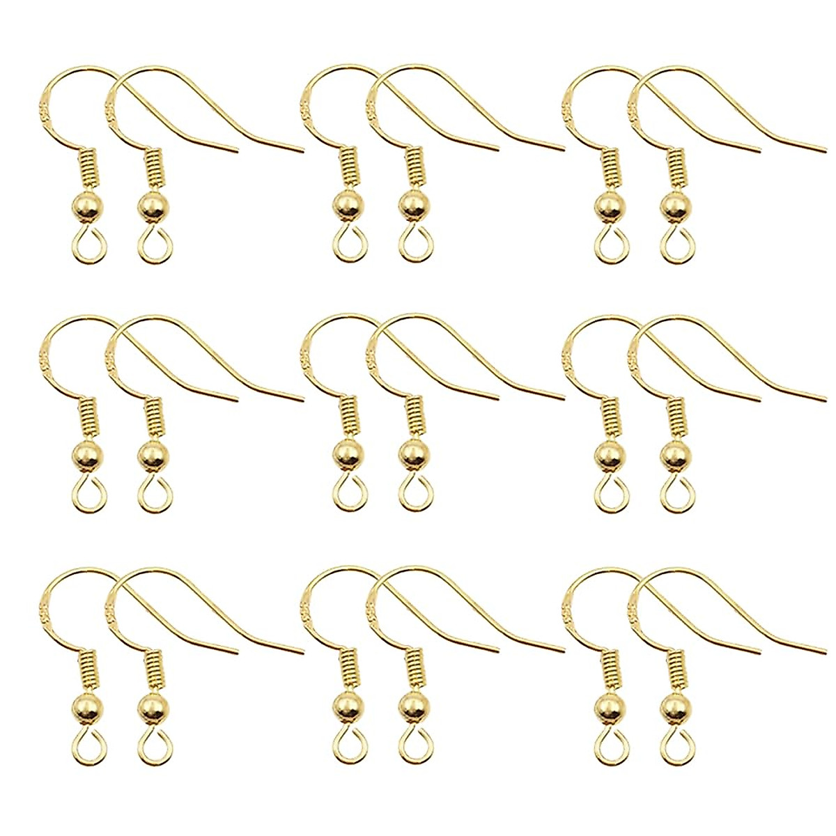 GSHLLO 100 Pcs Gold Earring Hooks Ear Wire Hooks Earring Fish Hook Connector Jewelry Earring Parts DIY Earring Findings Components