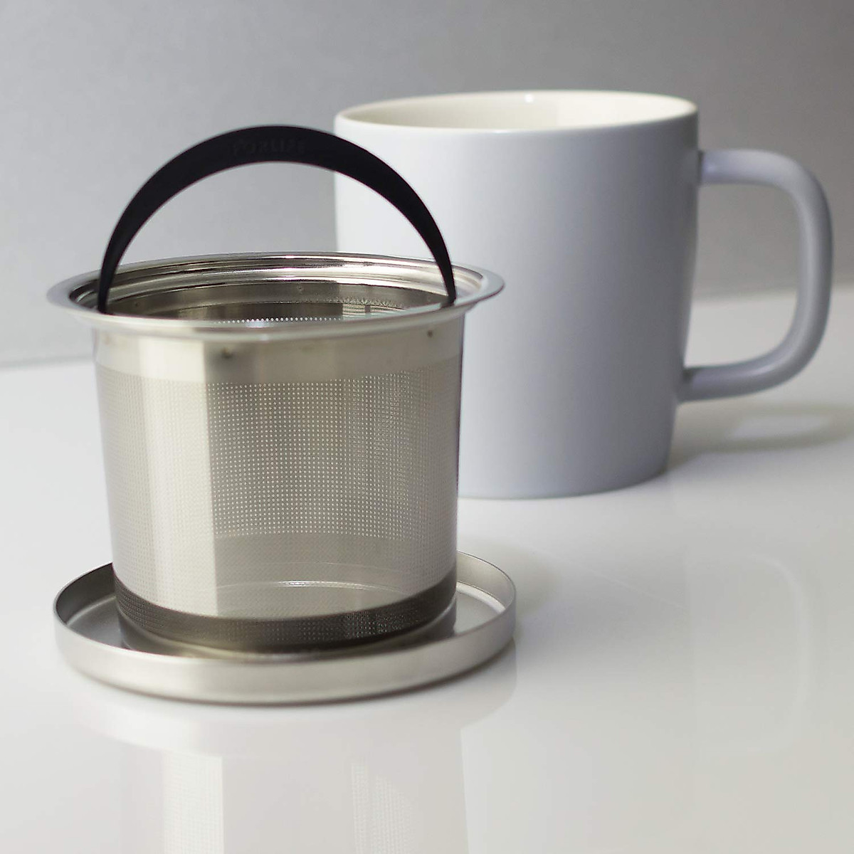FORLIFE Dew Satin Finish Brew-In-Mug with Basket Infuser & Stainless Lid 11 oz. (Lavender Mist)