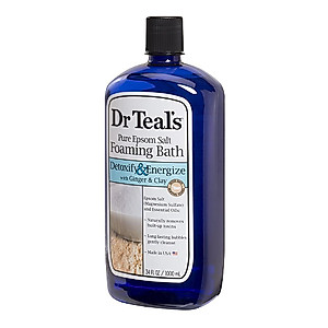 Dr Teal's Foaming Bath Variety Gift Set (2 Pack, 34oz Ea.) - Glow & Radiance Vitamin C & Citrus, Detoxify & Energize Ginger & Clay - Essential Oils with Epsom Salt - Treat Your Skin, Senses & Stress