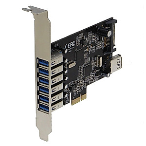 Sedna - PCIE 7 Port USB 3.1 Gen I (5Gbps) Adapter Card (6 External and 1 Internal Ports) with Low Profile Bracket