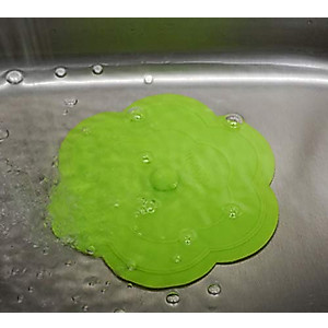 RSVP International Green Silicone Flower Kitchen Stopper, 6" | Sink Plug | Water-Tight Seal | Durable Silicone Withstands Hot Water | Dishwasher Safe