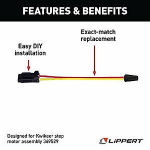 Kwikee Electric Step Replacement Pigtail Adapter/Harness for 5th Wheel RVs, Travel Trailers and Motorhomes