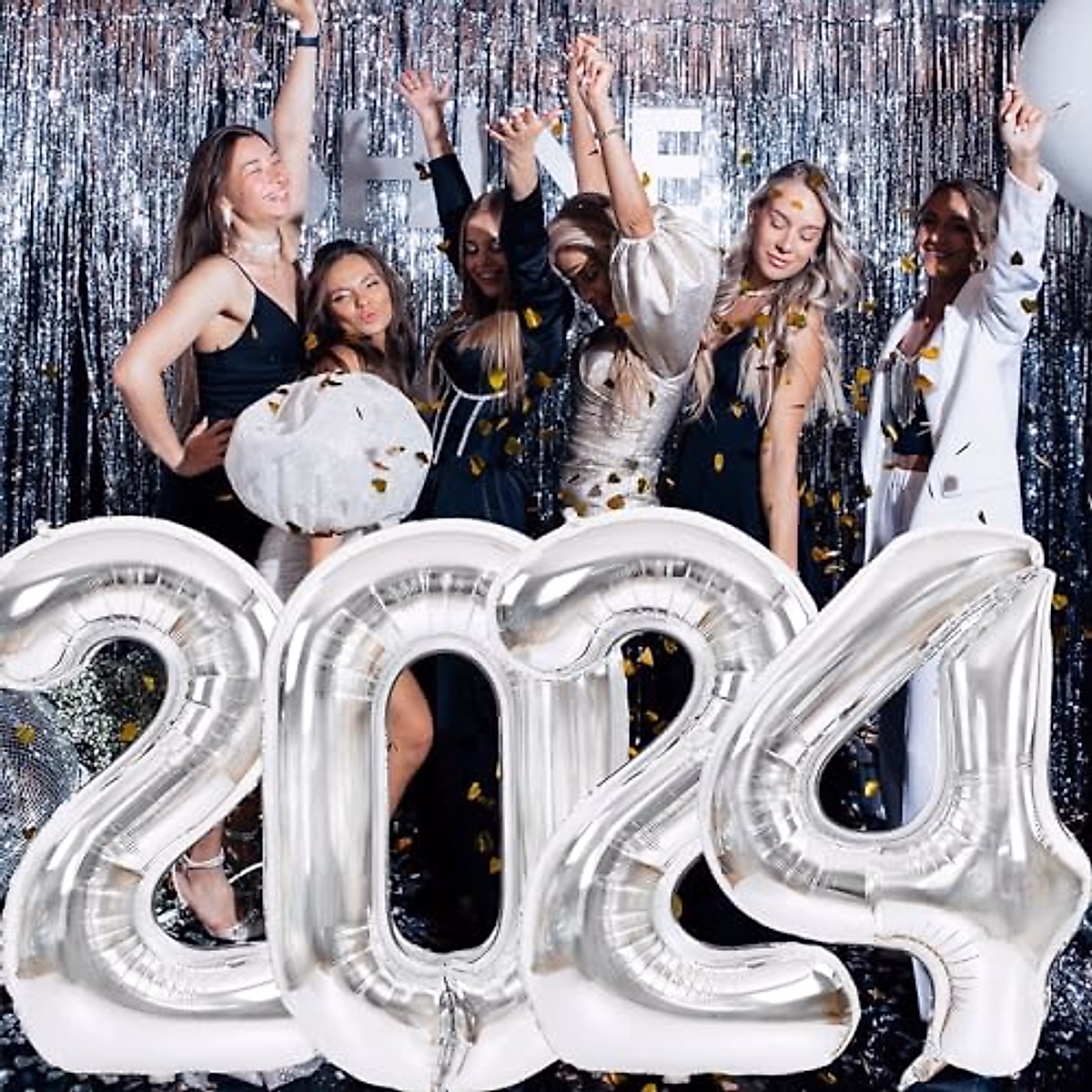 Puideon 2024 Balloons Silver,Large 2024 Foil Number Balloons 40 Inch,Mylar New Years Balloons 2024,2024 Graduation Balloons,Big Balloons for New Year Eve Party Supplies,Graduation Decorations 2024