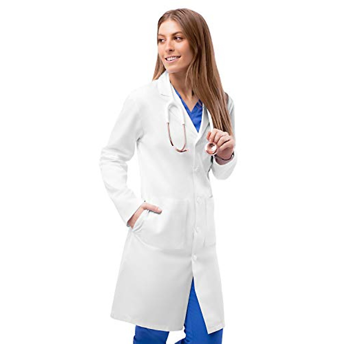Adar Universal Unisex Lab Coats - Midriff 39" Lab Coat - 808 - White - L