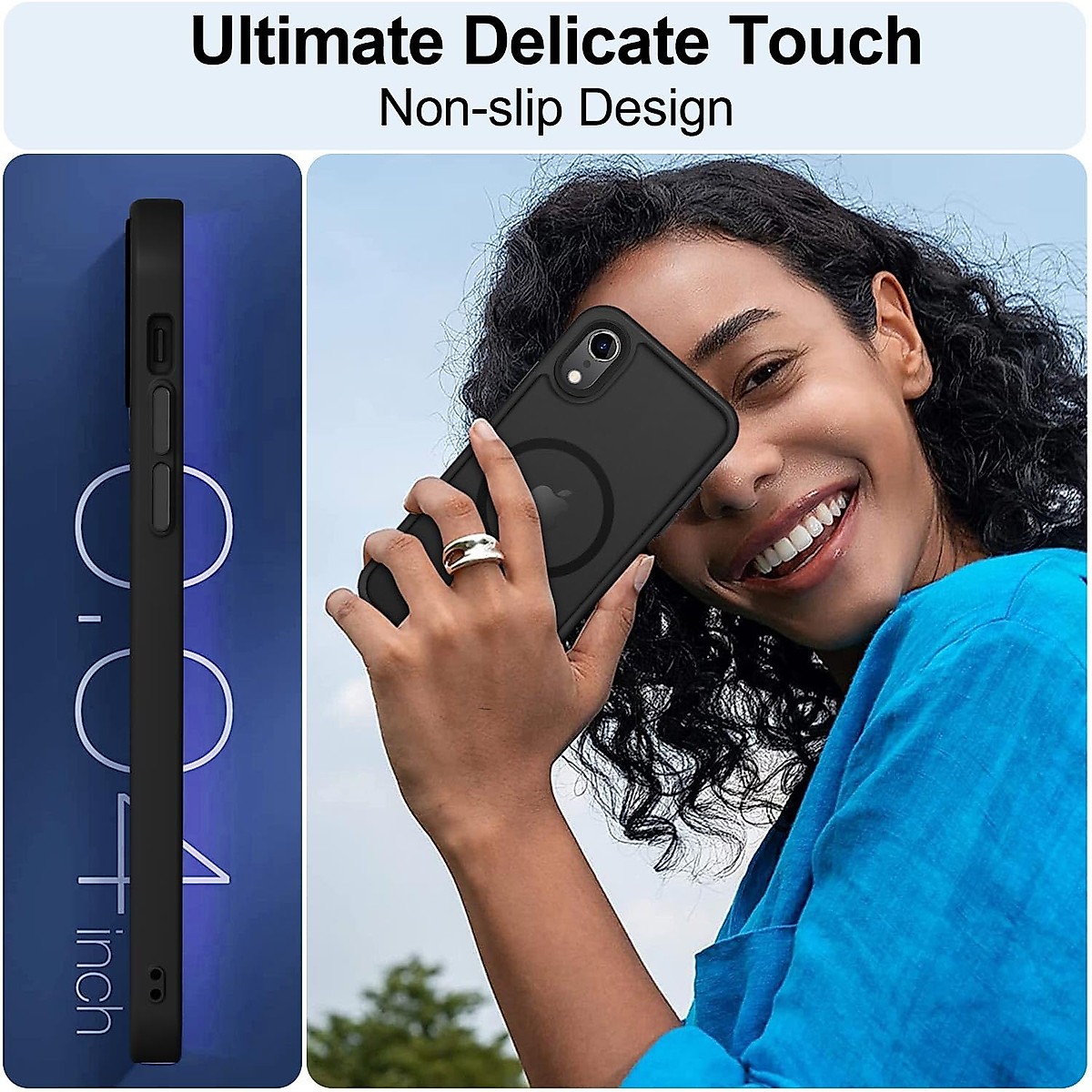 MOCCA Strong Magnetic for iPhone XR Phone Case, [Compatible with Magsafe][Mil-Grade Drop Protection] Slim Thin Translucent Matte Protective Cover Case for iPhone XR Case 6.1'', Black