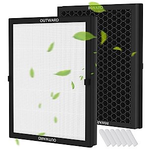 2 Pack E-200 True HEPA Replacement filter Compatible with LUNINO Air Pu-Rifier, H13 HEPA Filter with 3-Stage Filtration System and Activated Carbon, 6 Aromatherapy Tablets