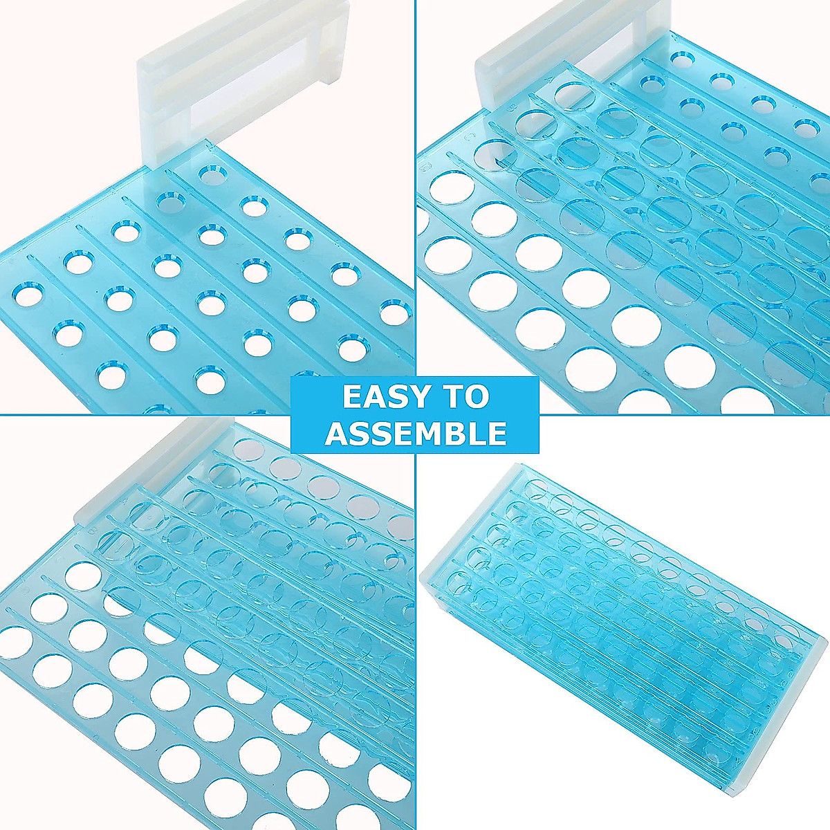 100pcs Conical Centrifuge Tubes 15mL, Clear Plastic Centrifuge Tubes with Leak-Proof Screw Caps, Plastic Graduated Lab Test Container with 2Pcs Test Tube Rack for Scientific Experiments