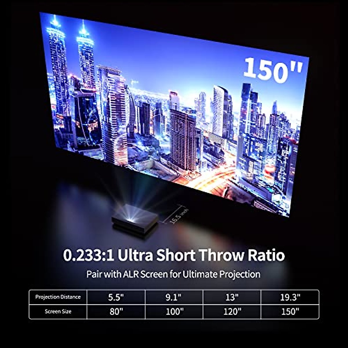 WEMAX Nova 4K UHD Ultra Short Throw UST Android TV Laser Projector with 100-Inch ALR Ambient Light Rejection UST Projector Screen