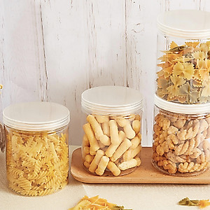 16oz Clear Plastic Storage Jars Containers,8 Pack Refillable Wide-Mouth Plastic Slime Storage Containers for Beauty Products,Kitchen & Household Storage - BPA Free