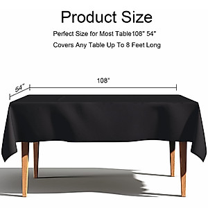 Oliomp 3 Pack Premium Black Tablecloths 54" x 108" Plastic Table Cloth Disposable for Rectangle Tables Suitable for Party Birthday and Waterproof Table Cloths Light Weight Table Cover (Black)