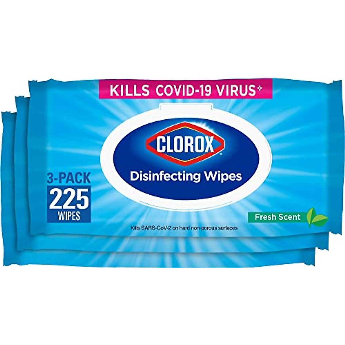 Clorox Disinfecting Wipes, Bleach Free Cleaning Wipes, 75 Wipes, Pack of 3, Fresh Scent (Package May Vary)