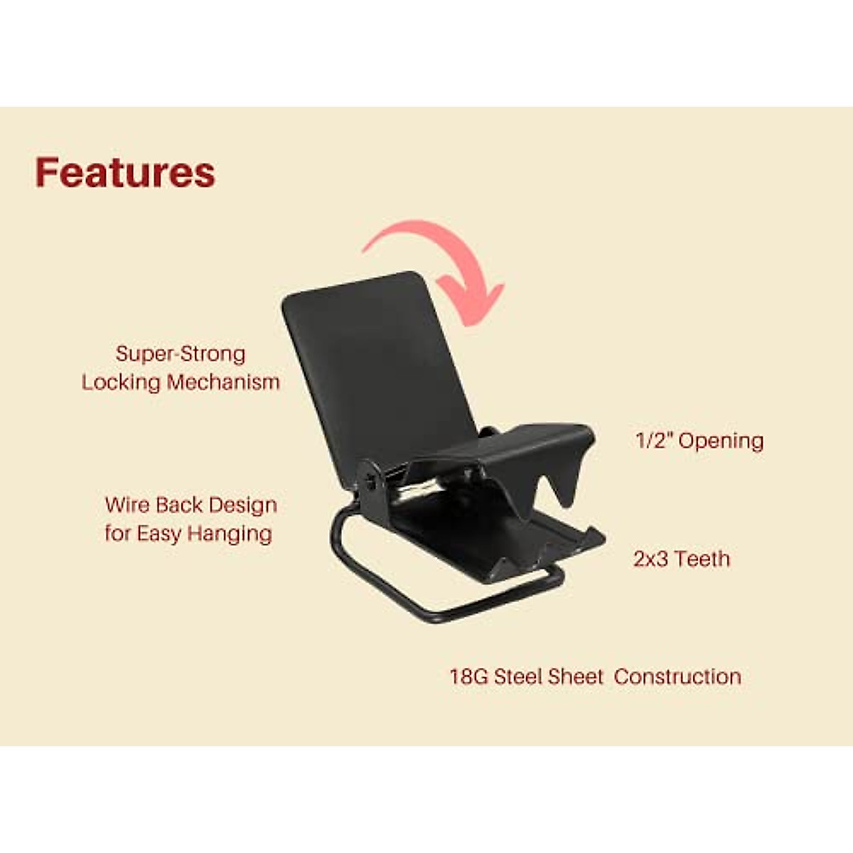 Wise Linkers Rug Clips (4 pcs) Wire Back Rug Clips for Wall Hanging Rugs Quilts Hanger Clamps Black