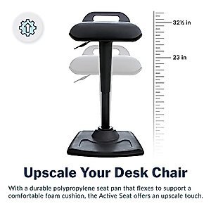 Vari Active Seat - Adjustable Standing Desk Chair - Ergonomic Wobble Office Desk Stool w/Dynamic Range of Motion - Encourage Good Posture - Portable Stools & Fully Assembled - Active Chairs for Adults