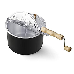 Cook N Home 02700 6-Quart Aluminum Stovetop Popcorn Popper, Black