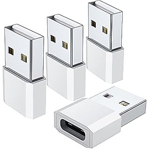 USB C Female to USB Male Adapter (4-Pack),Type C Charging Cord Connect USB A Charger for iPhone 14 13 12 11 Pro Max,iPad Pro Air 4 5 Mini 6,Samsung Galaxy S20 S21 S22 Plus,Google Pixel 5 4 XL(White)