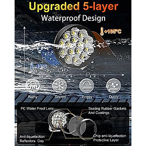 Navoroge 5in 34,000LM 300W LED Offroad White Light Pod,Spot Flood Combo Led Pods with Side Daylight,3 Modes Super Bright pod Lights,for Trucks Ford Jeep ATV UTV Pickup