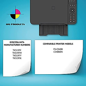HQ Products Compatible Printer CMYK+K Toner Cartridges Replacement for Kyocera TK5197 Use in Kyocera TASKalfa 306ci, TASKalfa 307ci (2X Black, Cyan, Magenta, Yellow- 5 Pack)