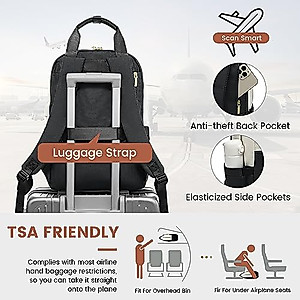 LOVEVOOK Laptop Backpack for Women, Cute Laptop Bag with USB Port, Waterproof Travel Work Backpack Purse, Anti-Theft Backpacks Casual Computer Daypack Nurse Teacher Bag