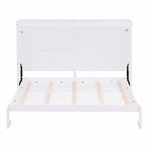 DEYOBED Full Size Multifunctional Murphy Bed, Comfortable Wall Bed for Bedroom Apartment Dorm, Can be Folded Away into a Cabinet, No Box Spring Needed, White