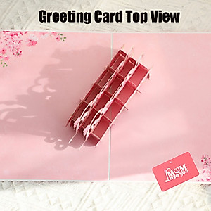 Wazoci Happy Mothers Day Pop Up Card with Envelope, Mother's Day Card for Mom, Happy Birthday Mom Card, 3d Love You Mom Card for Wife, Grandma, Her, Daughter (Pink)