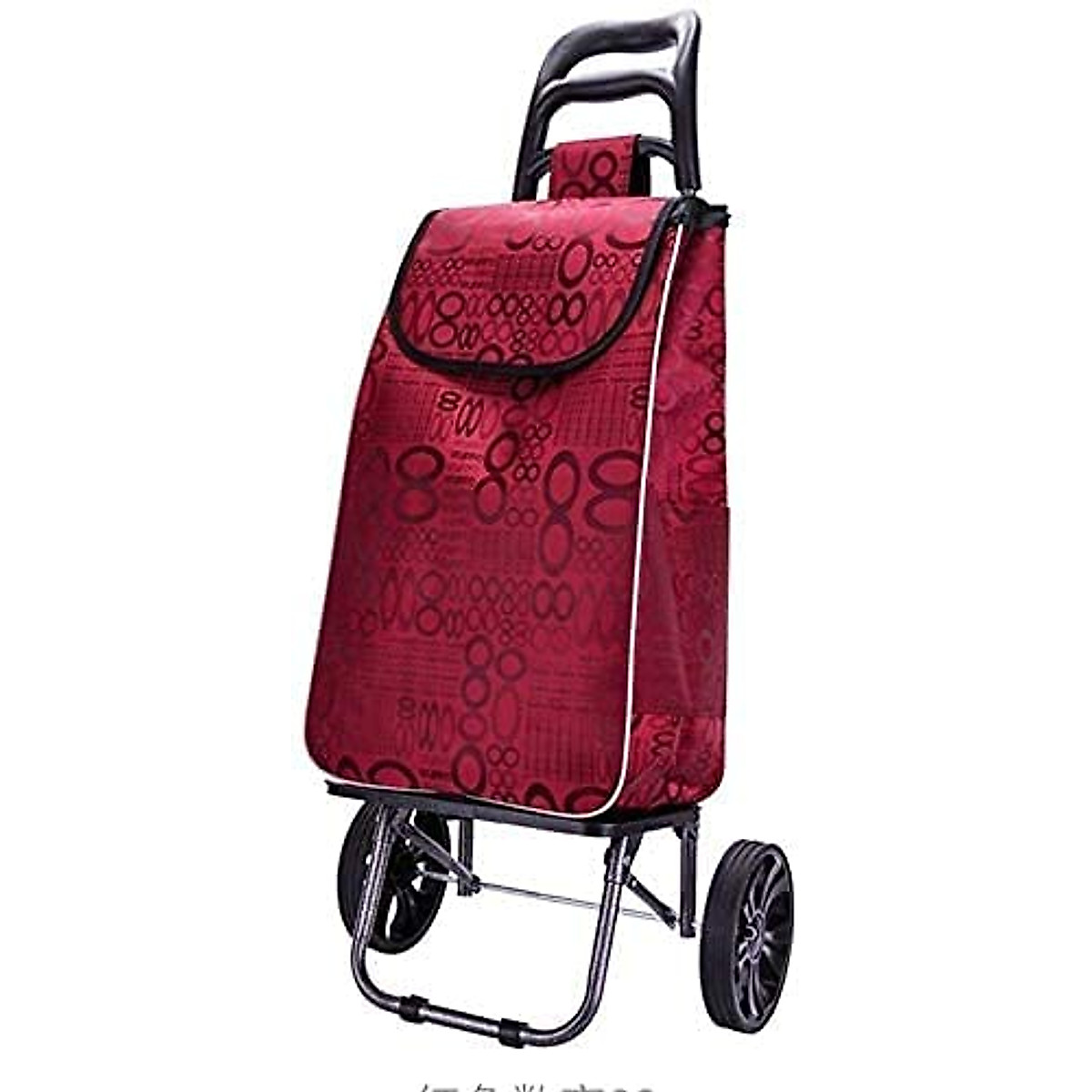 Shopping Trolley on Wheels Multi Function Shopping Cart Large Capacity Light Weight Wheeled Trolley Push Cart Bag with Wheels Pattern Storage Hand Trucks,Red ,