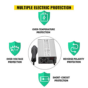 VEVOR Golf Cart Battery Charger 48V Club Car Charger 15A Golf Cart Electric Charger with RXV Plug/LED Club Car Battery Charger Aluminum Shell Power Wise Golf Cart Battery Charger for Ez Go Yamaha